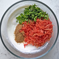Carrot Raita - Easy Raita Recipe with grated Carrot and Plain Yogurt