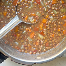 Easy Lentil Soup Recipe without Oil - In a Pressure Cooker (Instant Pot)