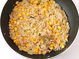 Corn Pulao Recipe with Sweet Corn, Basmati Rice and Indian Spices
