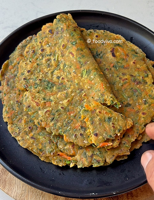 Carrot Paratha with Tofu (paneer) and Kale - Protein Packed